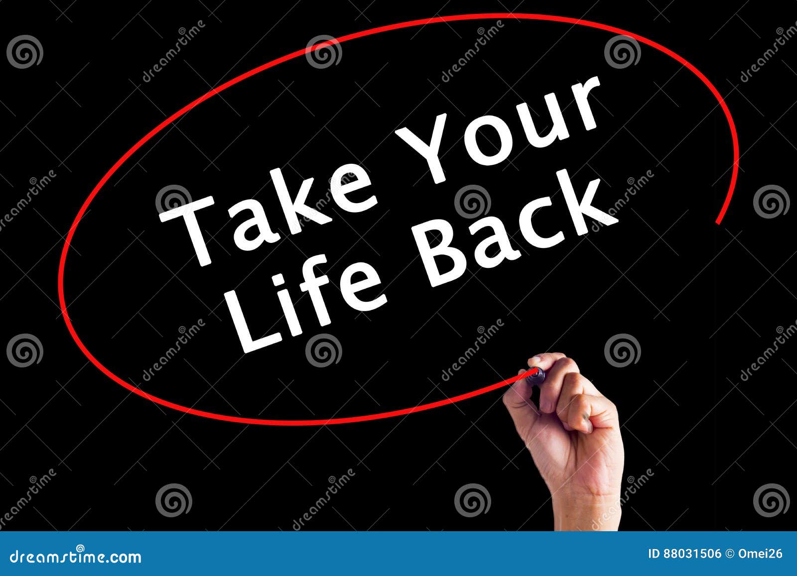 Hand Writing Take Your Life Back with a Marker Over Transparent Stock ...