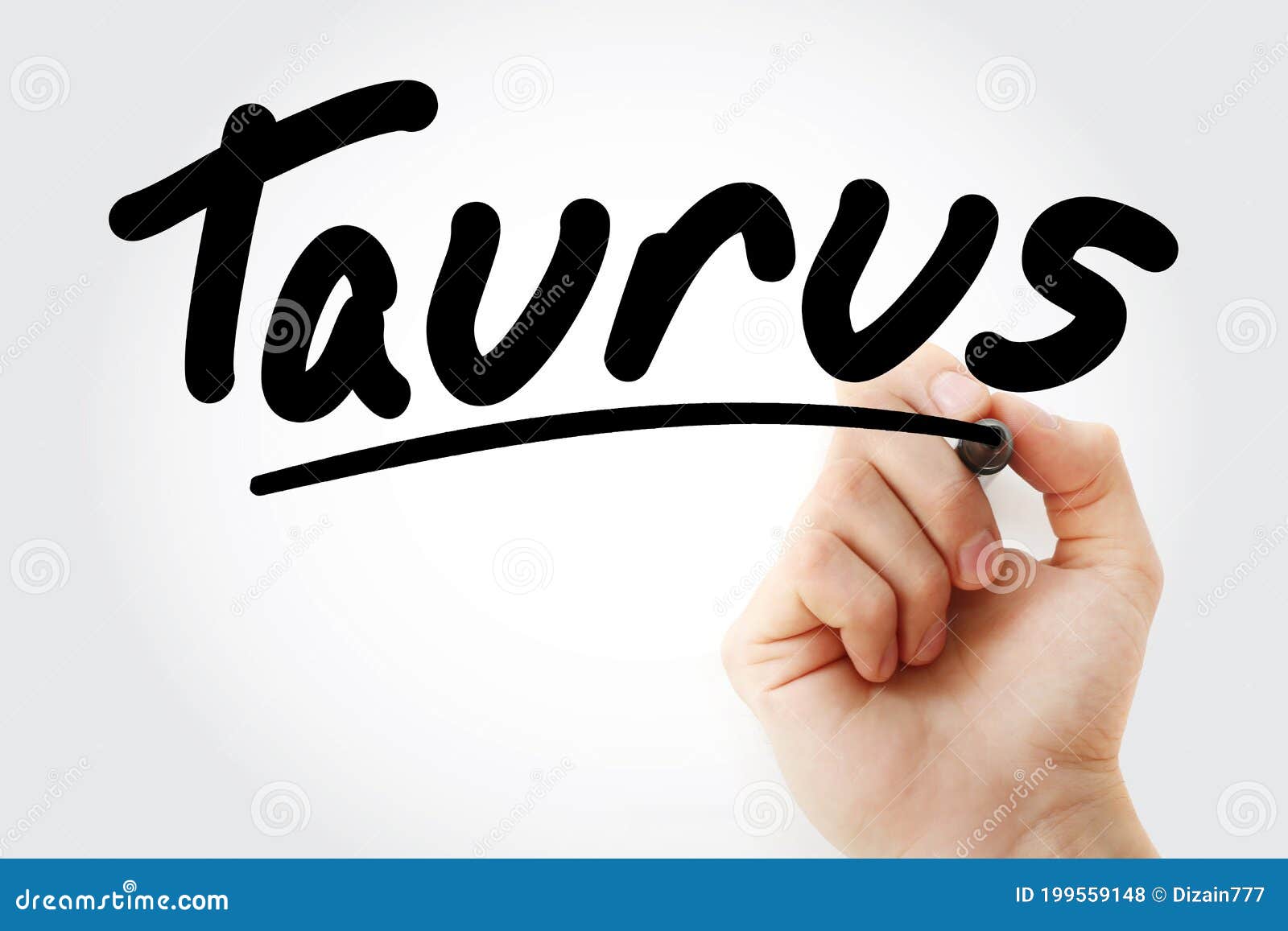 Hand Writing Taurus with Marker Stock Photo - Image of frugal ...