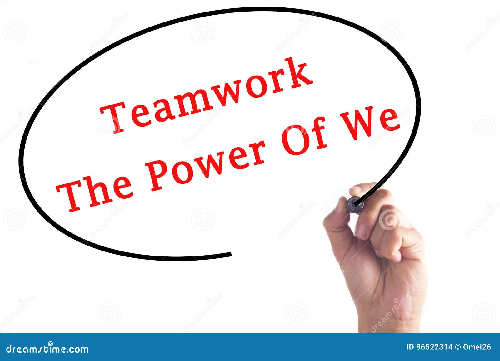 Hand Writing Teamwork the Power of we on Transparent Board Stock Photo ...