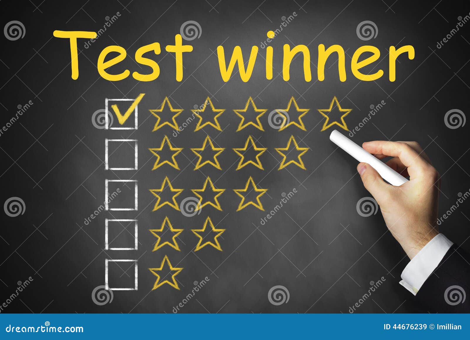 Hand Writing Test Winner on Chalkboard Stock Image - Image of hotel ...