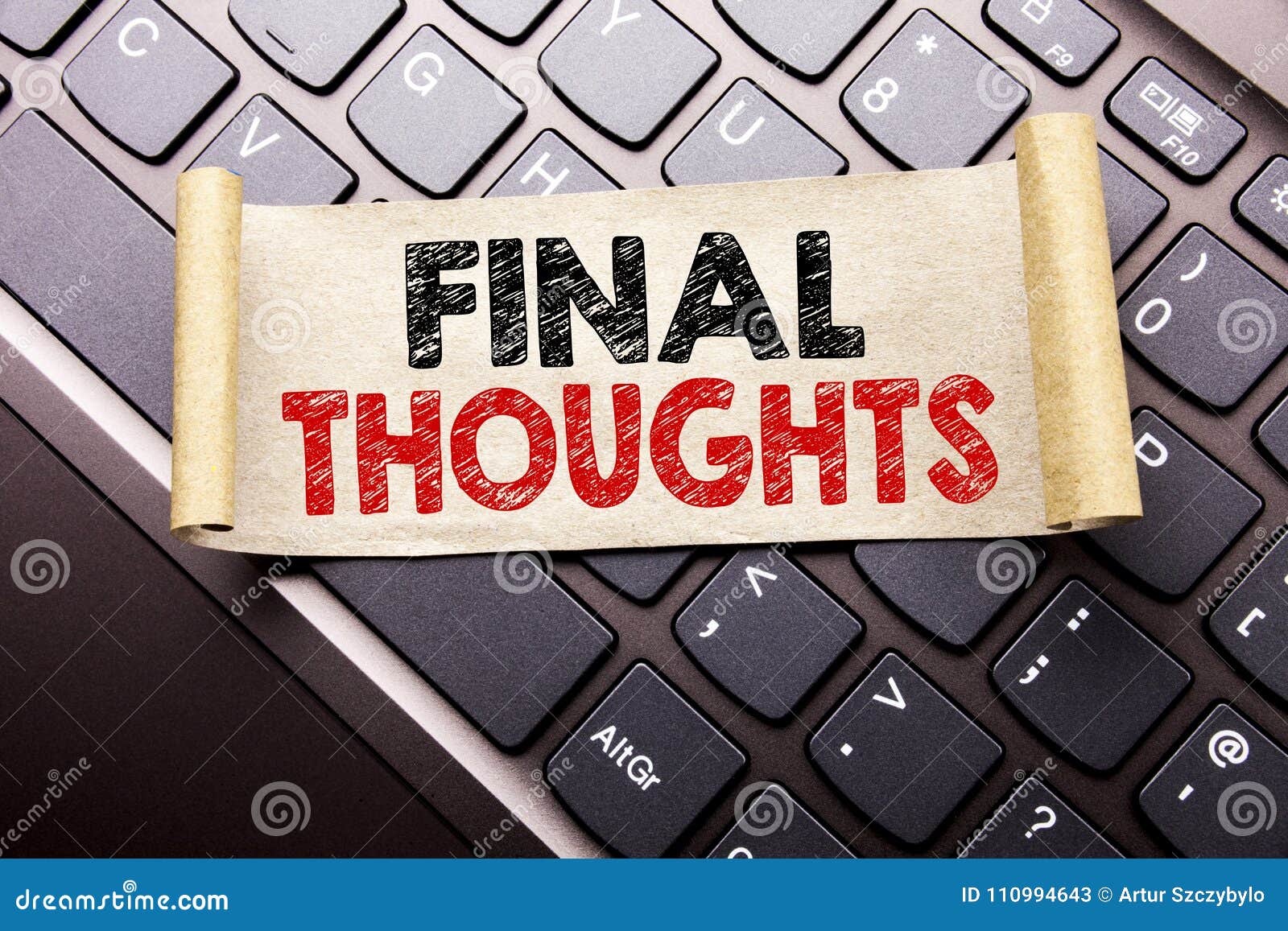 Hand Writing Text Caption Inspiration Showing Final Thoughts. Business ...