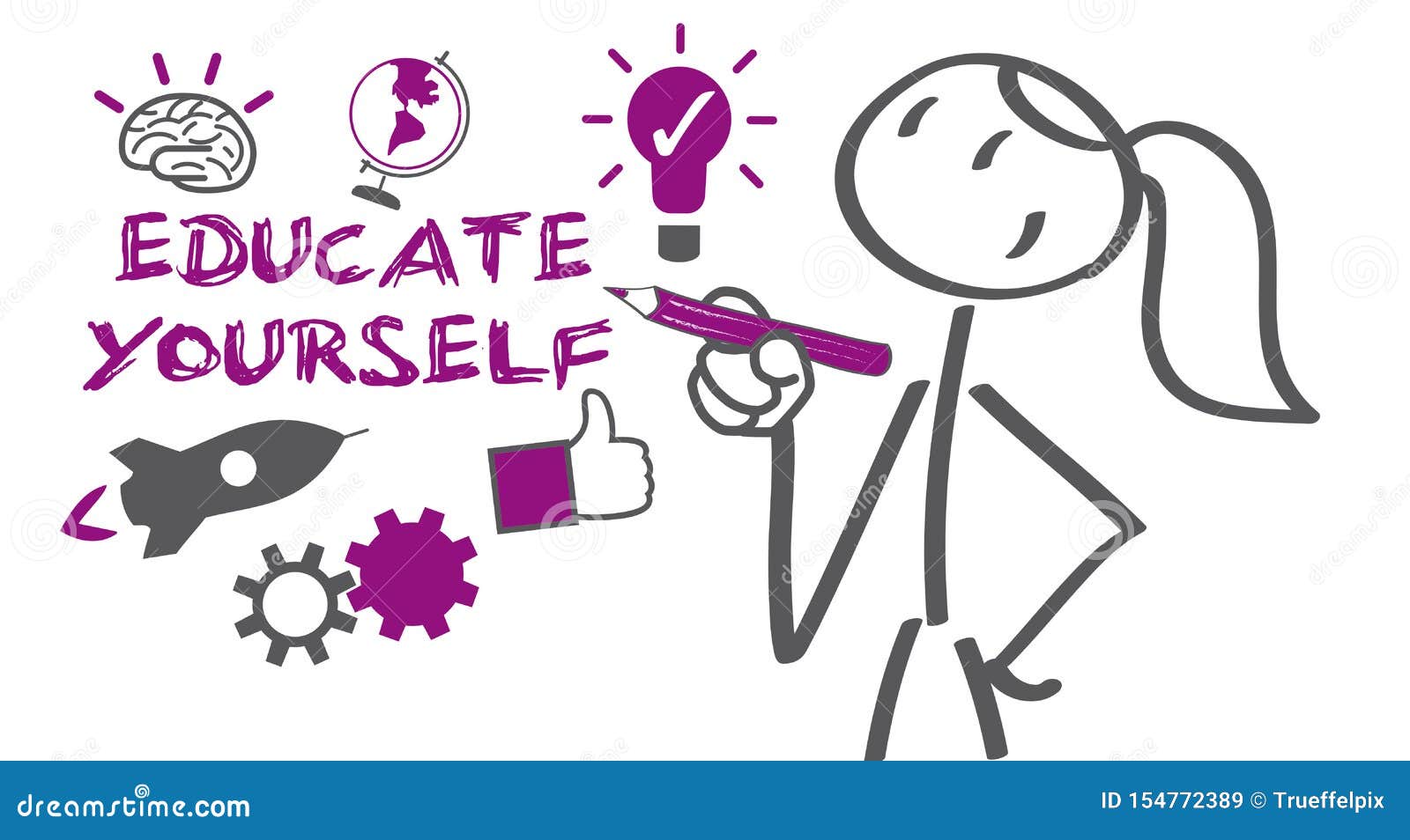 Hand Writing the Text: Educate Yourself Stock Vector - Illustration of ...