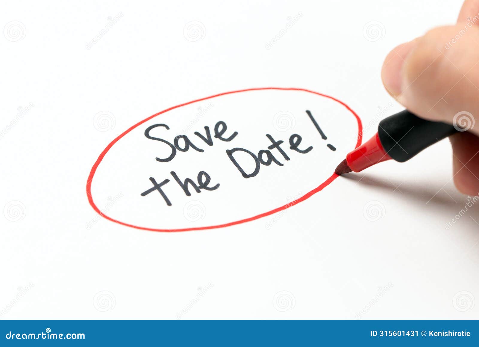 Hand Writing Text Save the Date with Red Marker Pen Stock Illustration ...