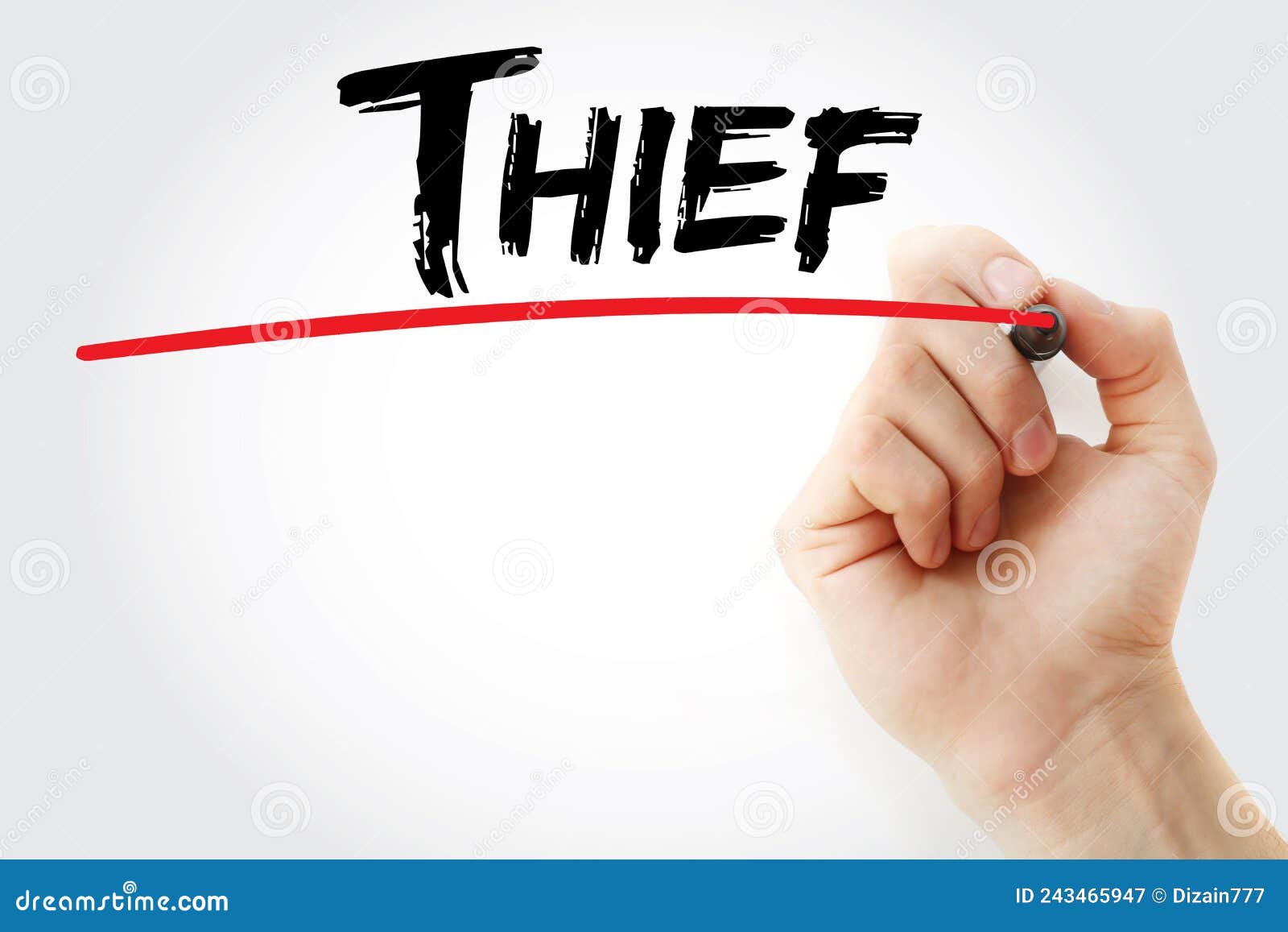 Hand Writing Thief with Marker, Concept Background Stock Image - Image ...