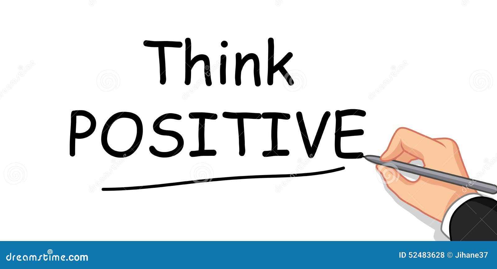Hand Writing Think Positive Stock Illustration - Illustration of ...