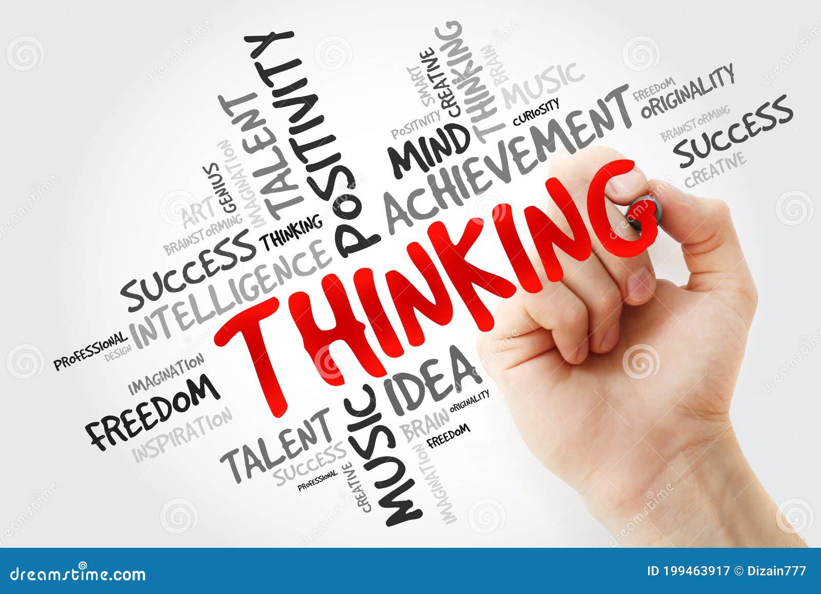 Hand Writing Thinking with Marker Stock Image - Image of management ...