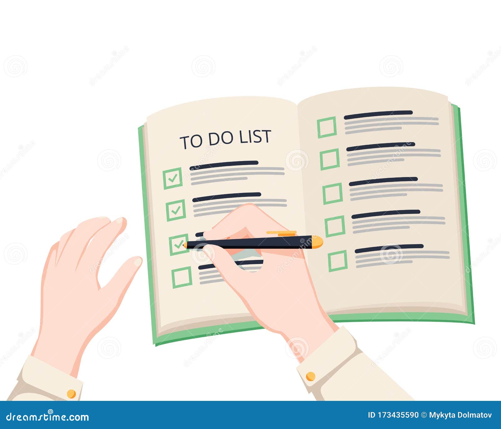 A Hand Writing a To-do List in a Notebook. Hand Drawn Style Vector ...