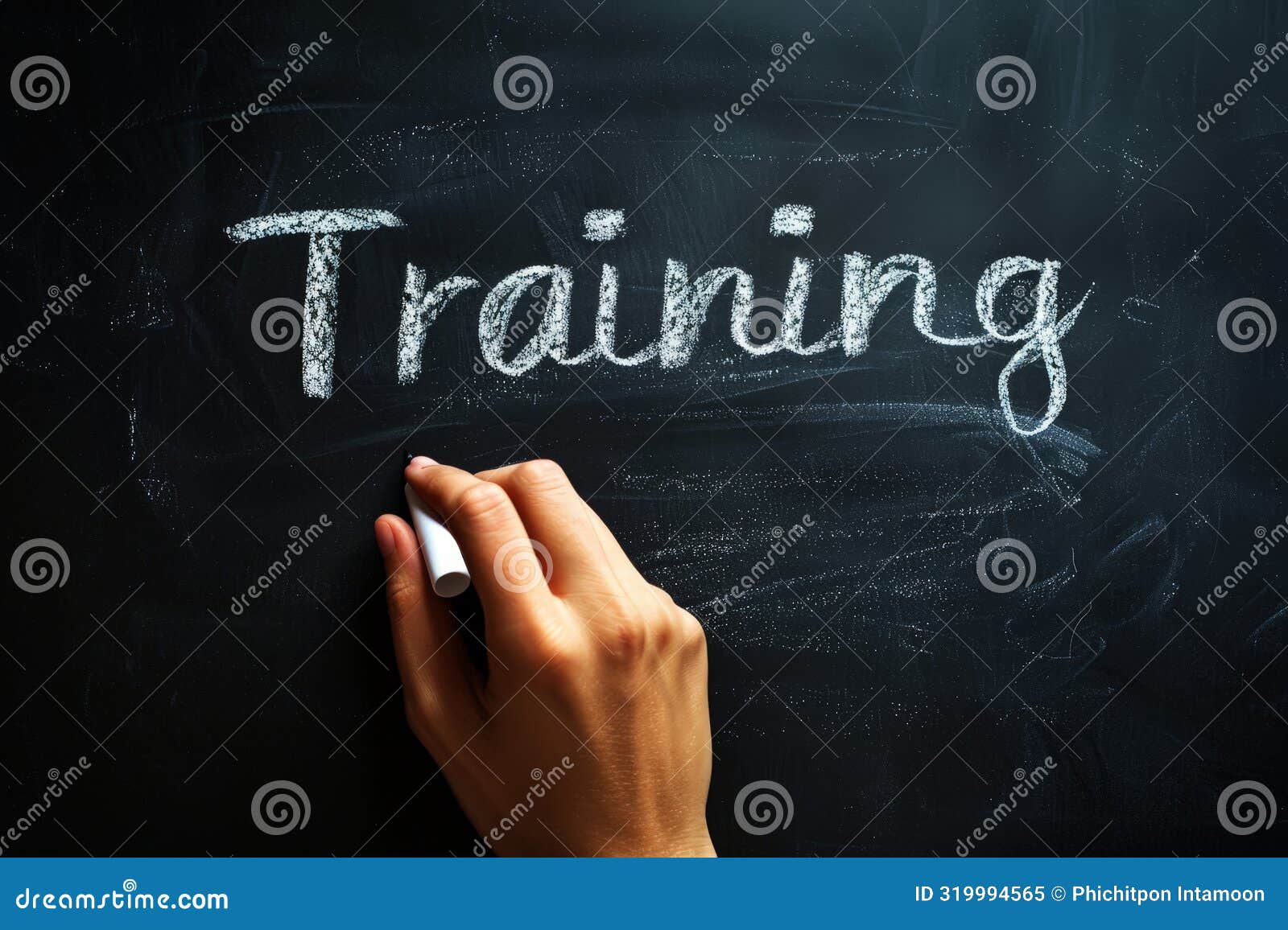 Hand Writing Training Word on Black Broad. Stock Image - Image of font ...