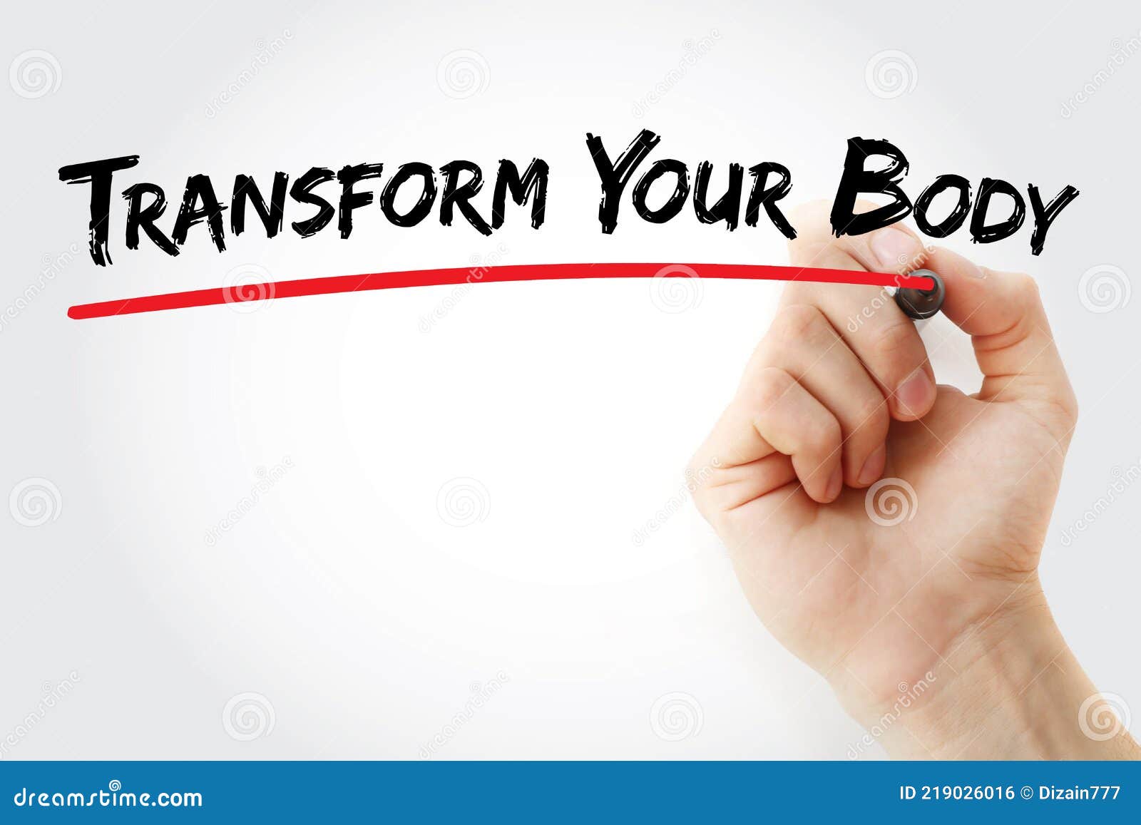 Hand Writing Transform Your Body with Marker, Health Concept Stock ...
