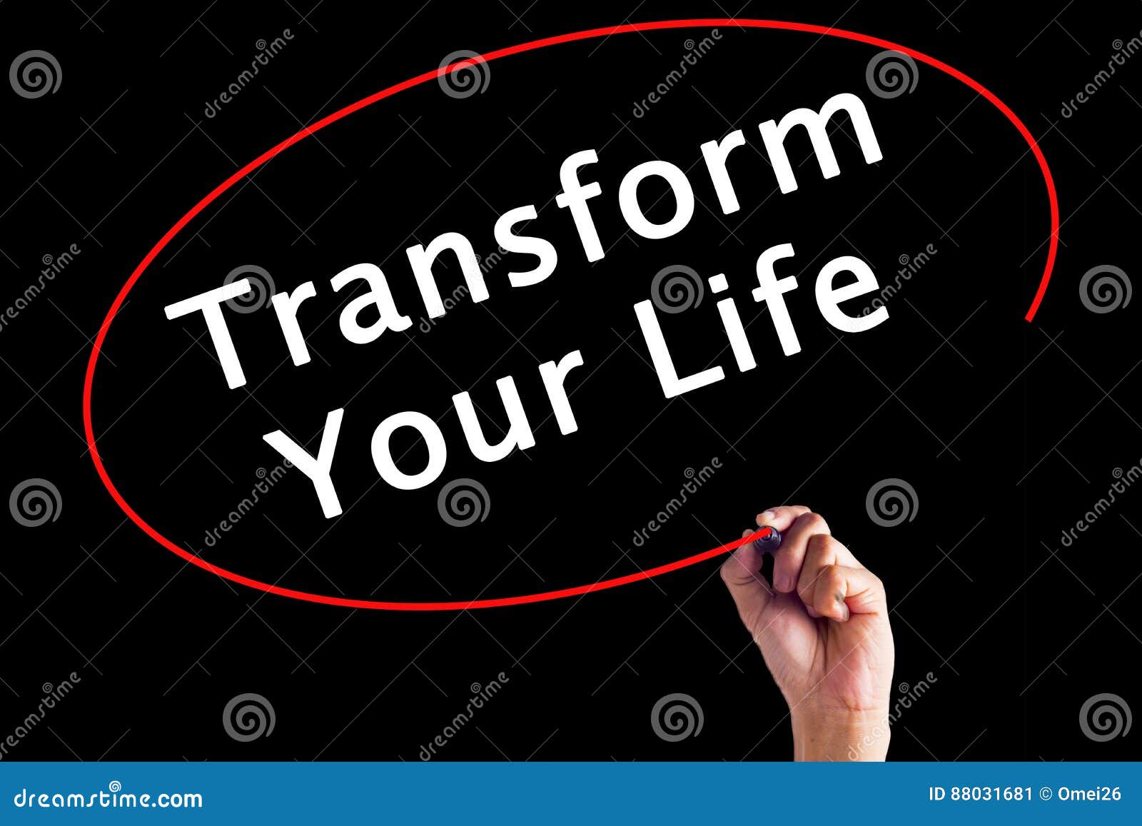 Hand Writing Transform Your Life with a Marker Over Transparent Stock ...
