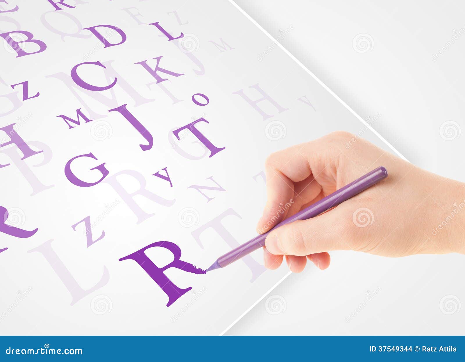 Hand Writing Various Letters on White Plain Paper Stock Photo - Image ...