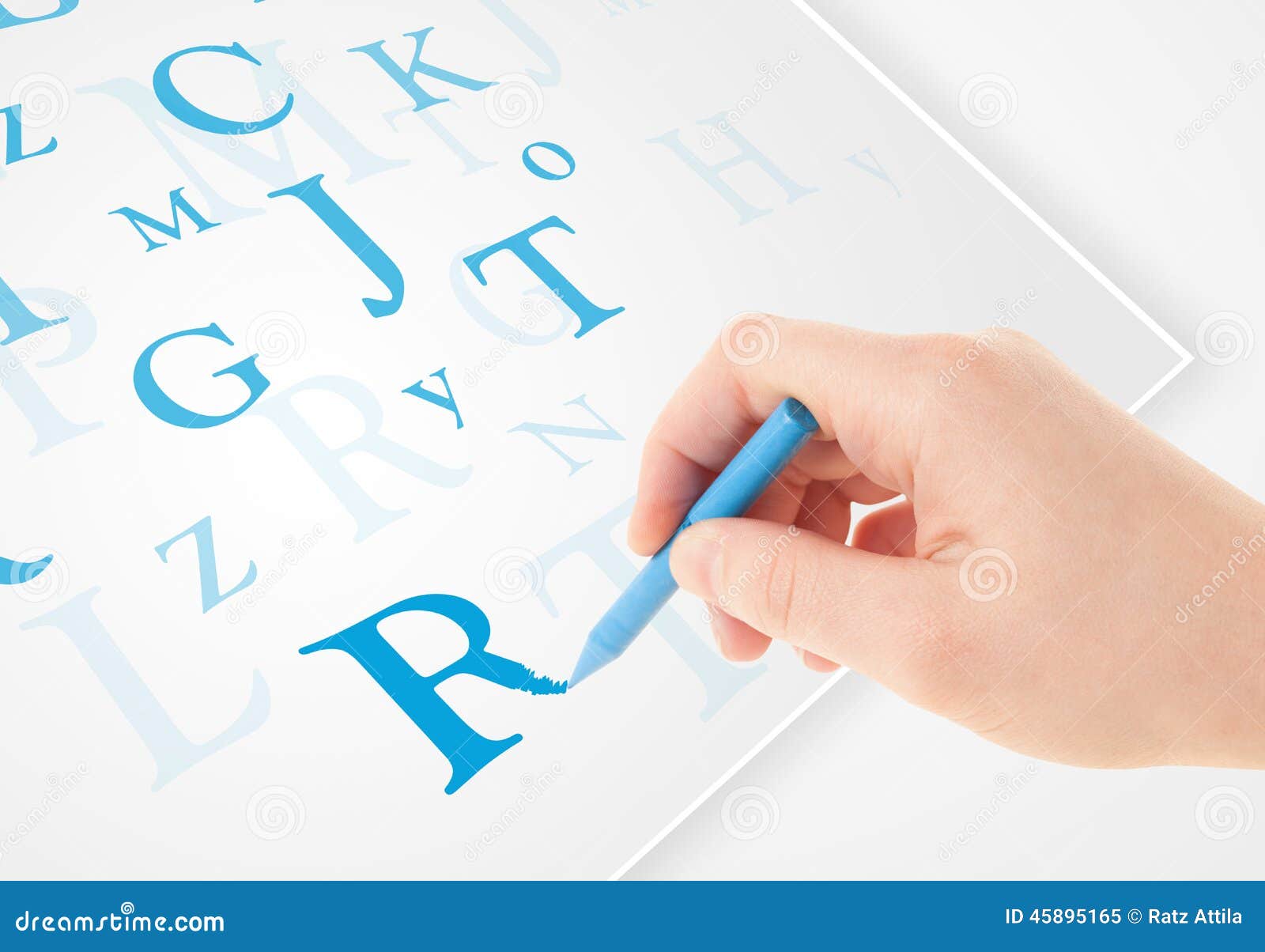 Hand Writing Various Letters on White Plain Paper Stock Image - Image ...