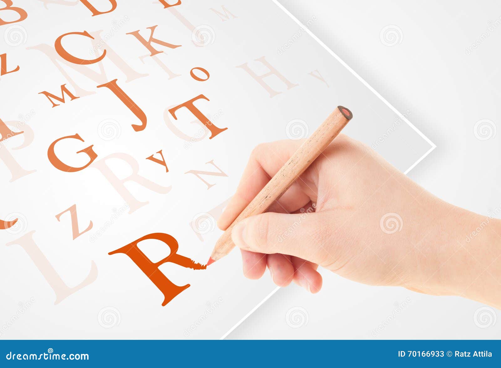 Hand Writing Various Letters on White Plain Paper Stock Image - Image ...