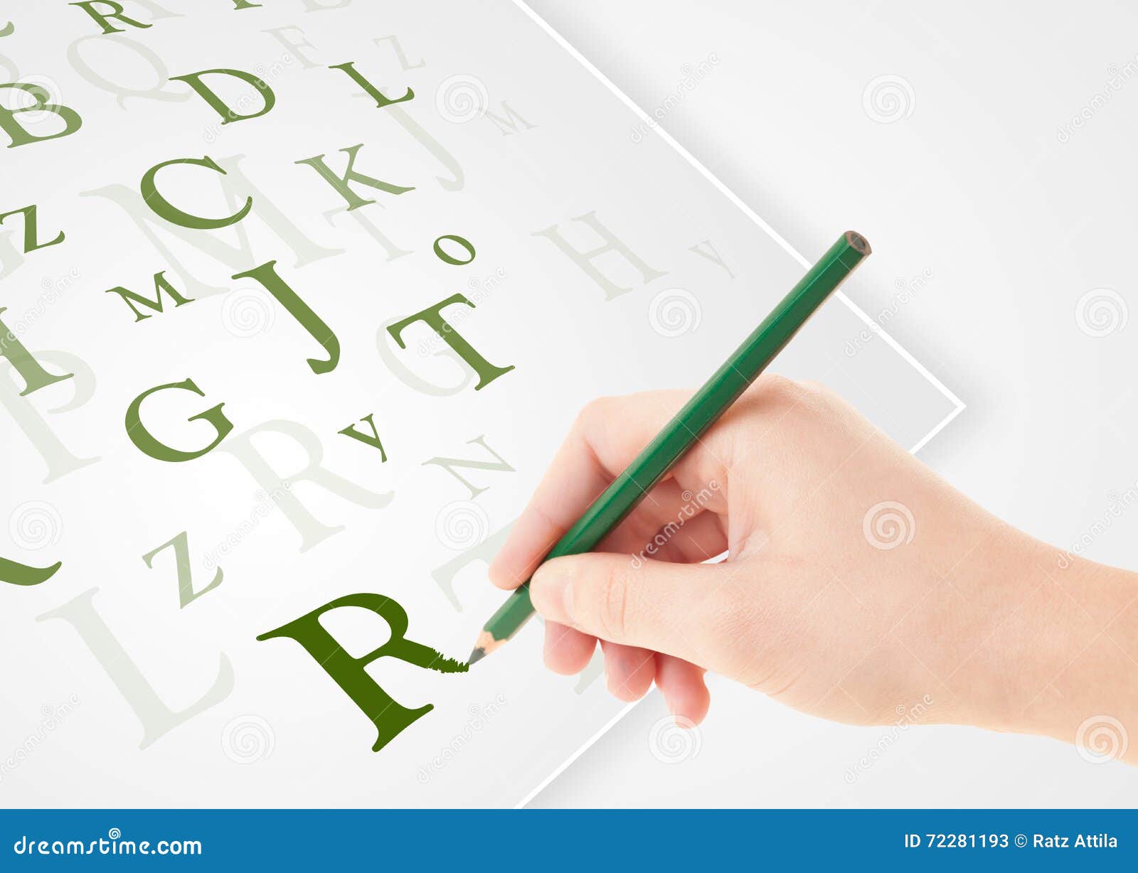 Hand Writing Various Letters on White Plain Paper Stock Image - Image ...