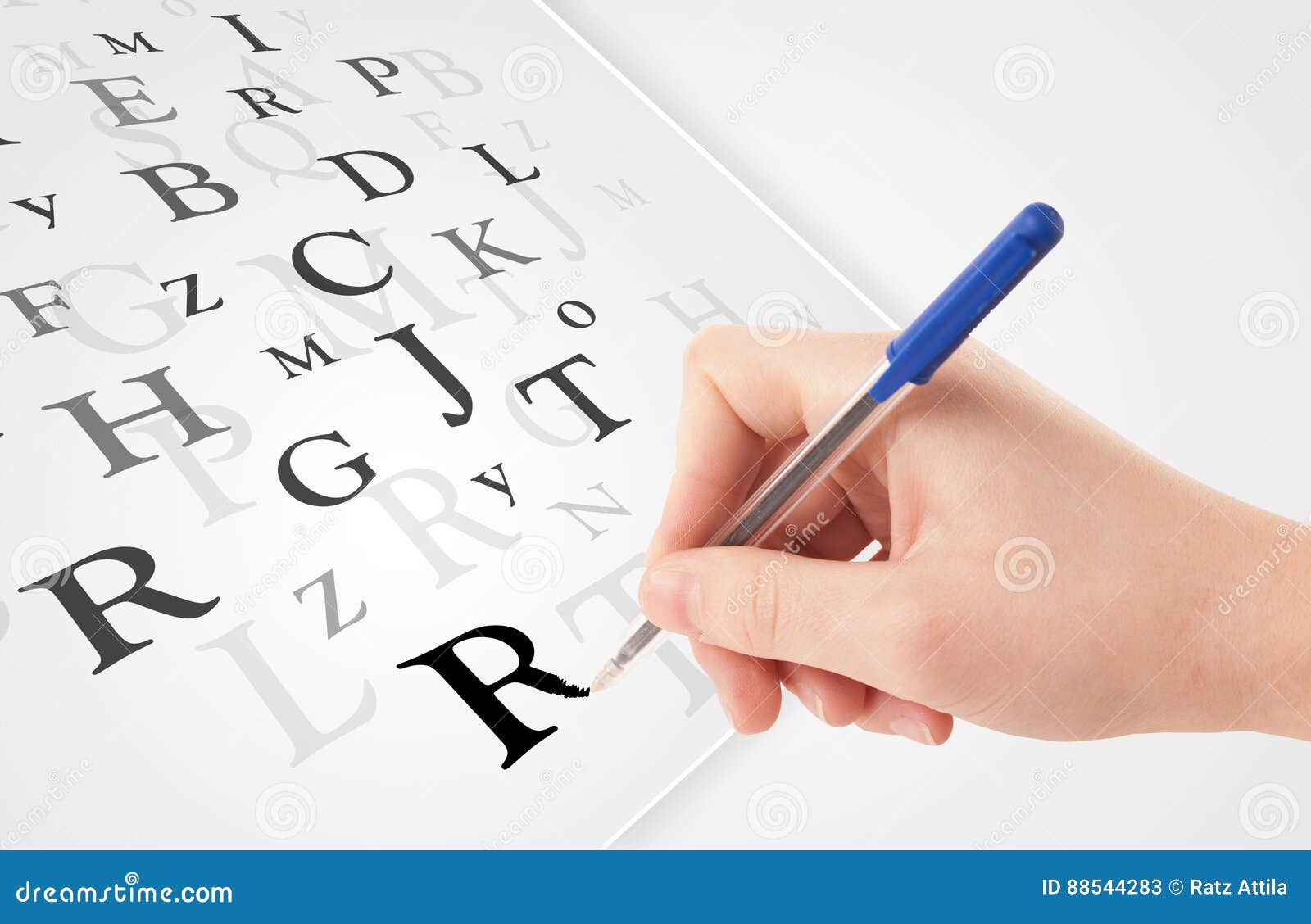 Hand Writing Various Letters on White Plain Paper Stock Image - Image ...