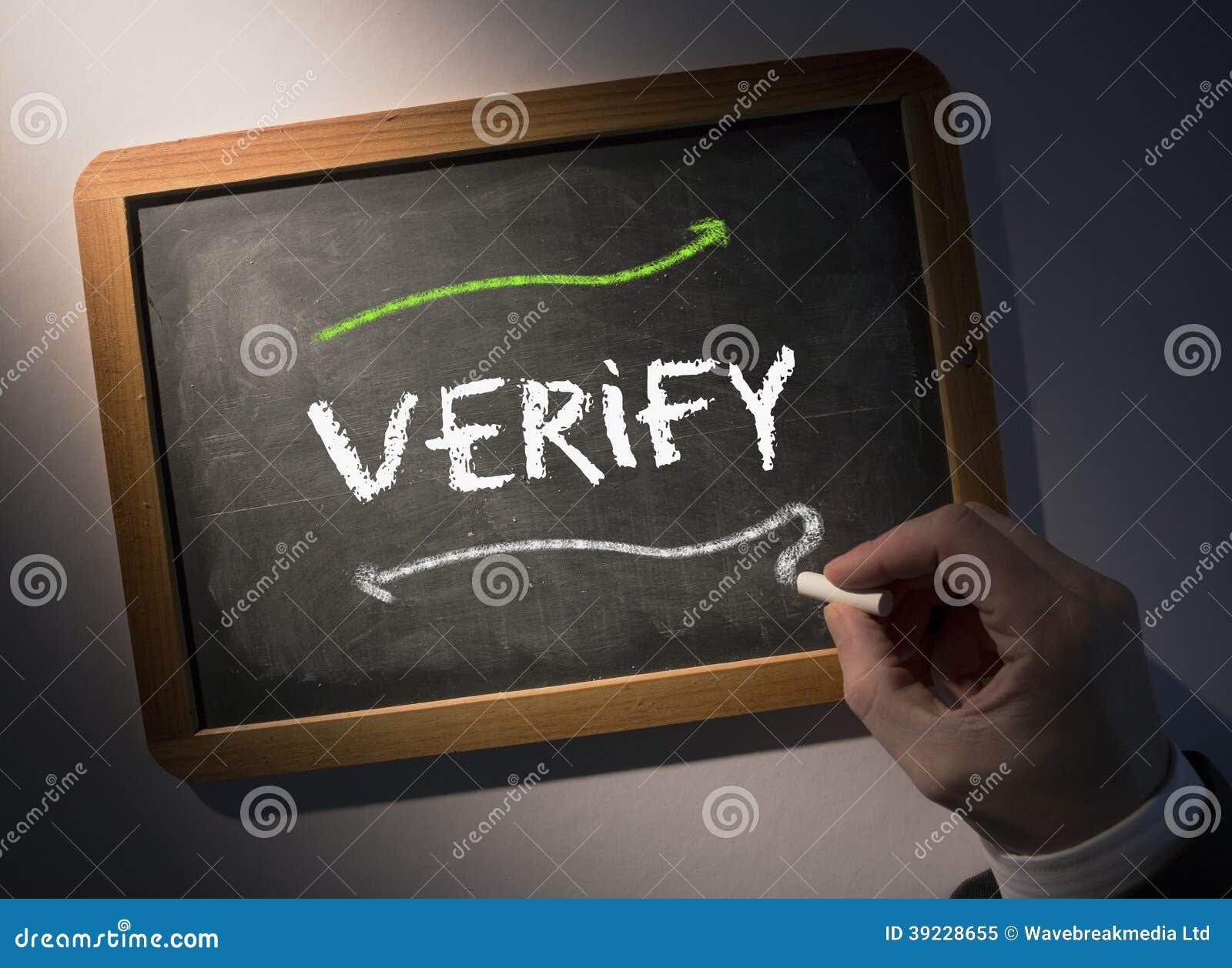 Hand Writing Verify on Chalkboard Stock Image - Image of chalk, drawing ...