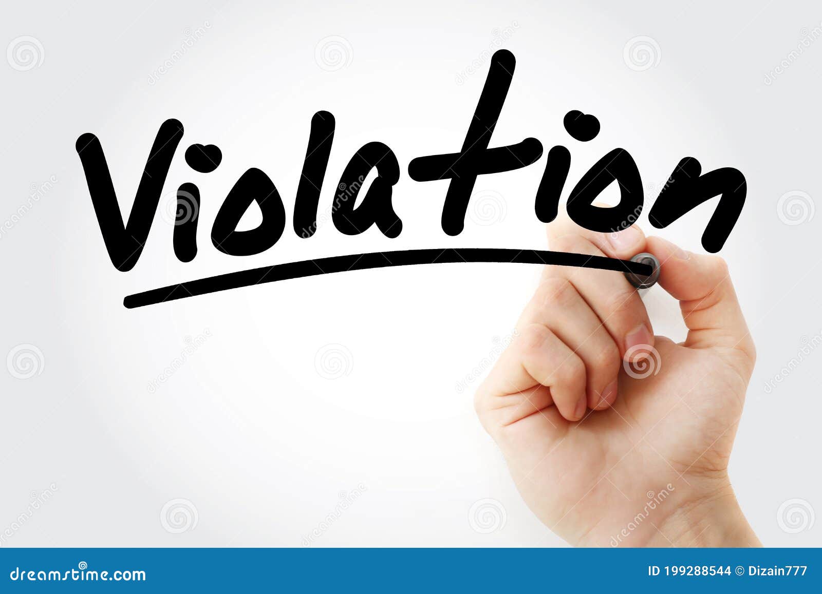 Hand Writing Violation with Marker Stock Photo - Image of compliance ...