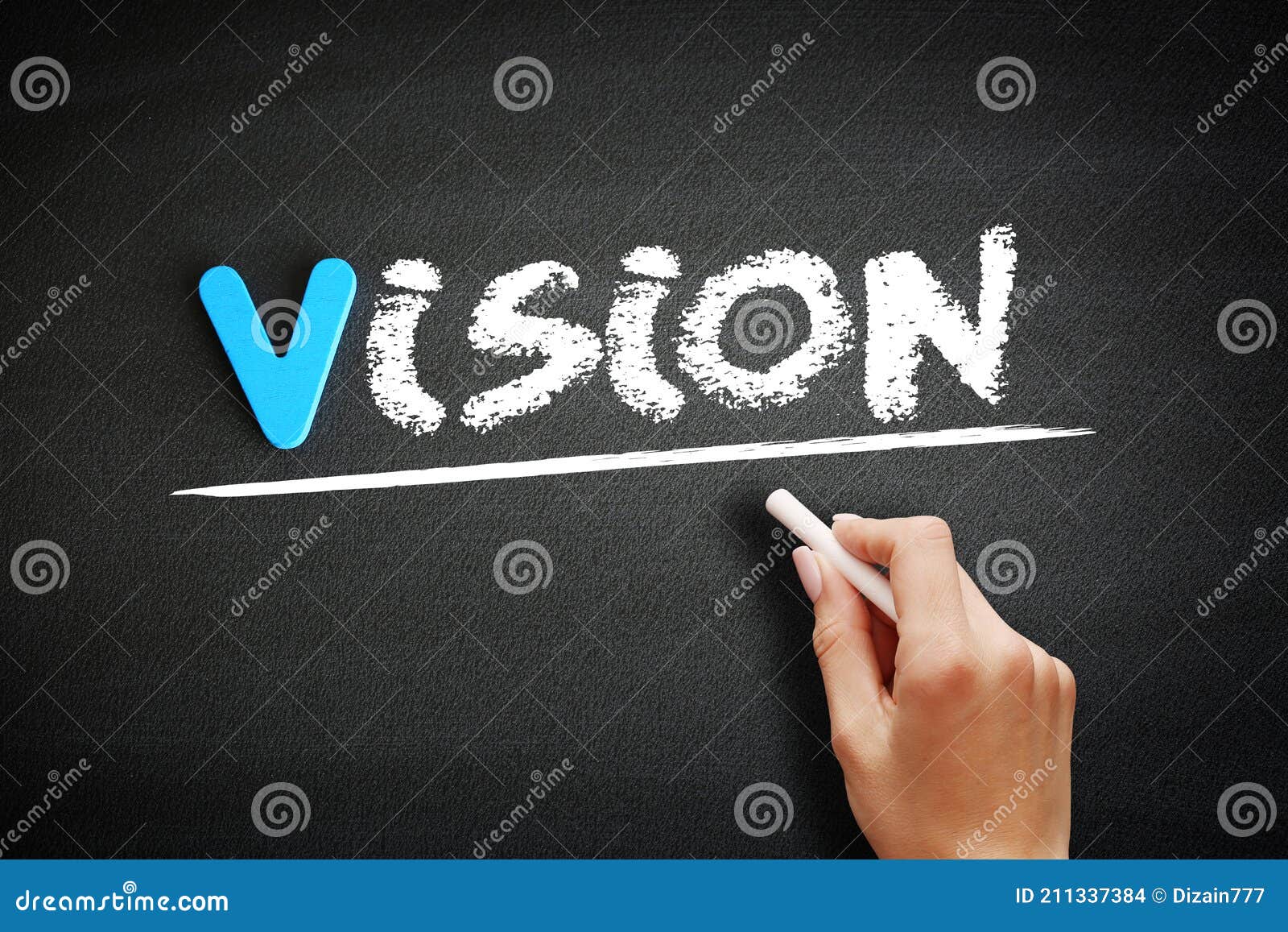 Hand Writing Vision on Blackboard, Business Concept Stock Photo - Image ...