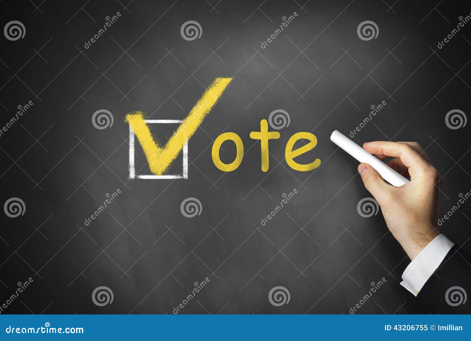 Hand Writing Vote Checkbox on Chalkboard Stock Image - Image of ...