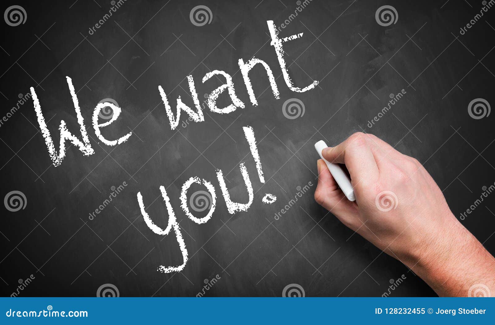 Hand Writing `we Want You!` on Chalkboard Stock Image - Image of ...