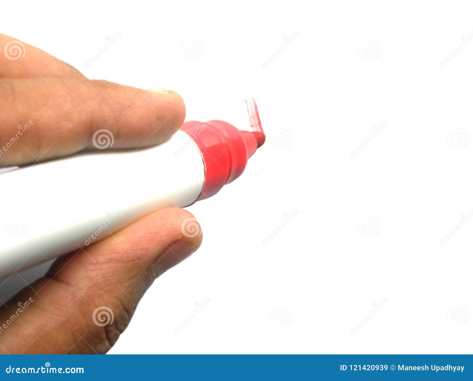 Hand Writing on Whiteboard Using Red Marker Stock Image - Image of ...