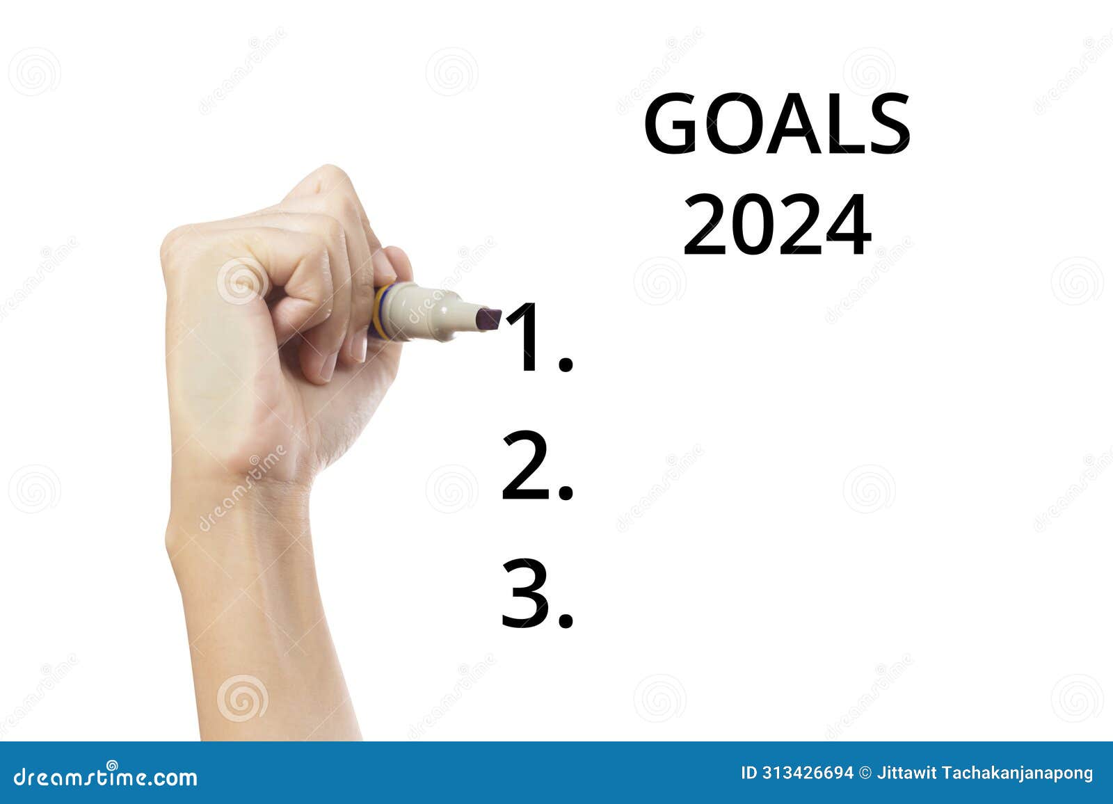 A Hand is Writing on a Whiteboard with the Words Goals Written Below it ...