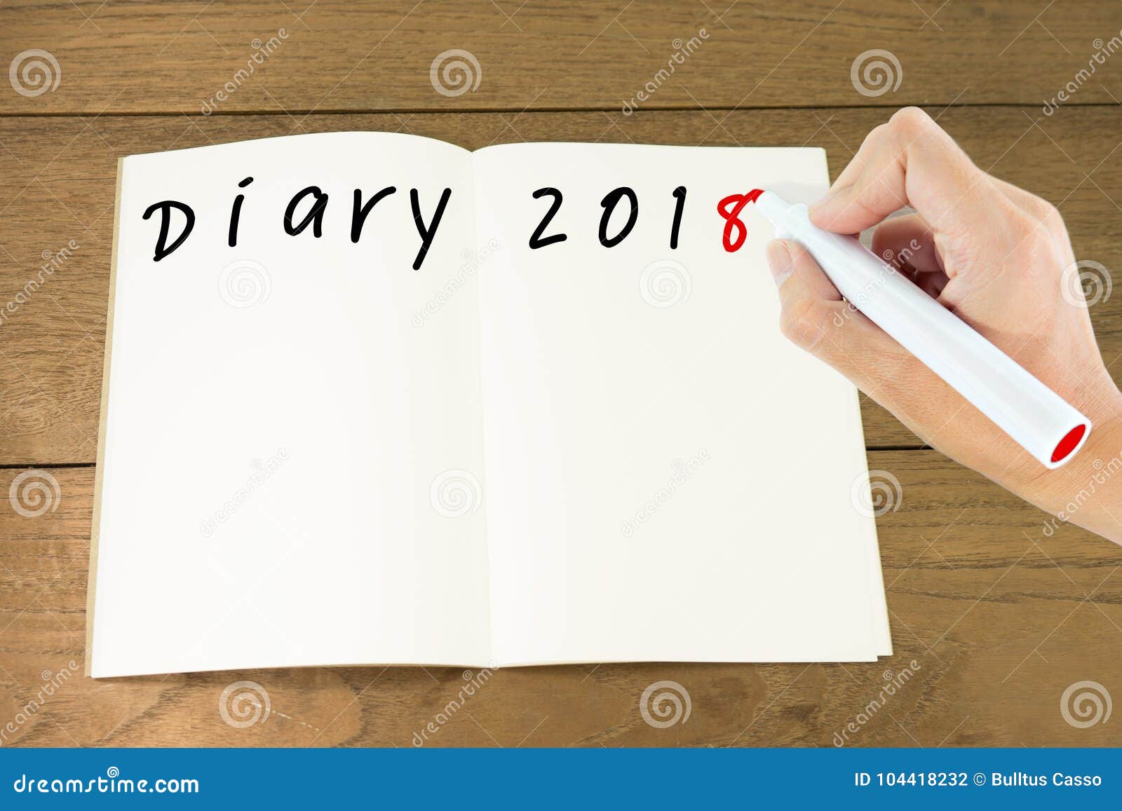 Hand Writing Word â€œdiary 2018â€ on Notebook Stock Photo - Image of ...