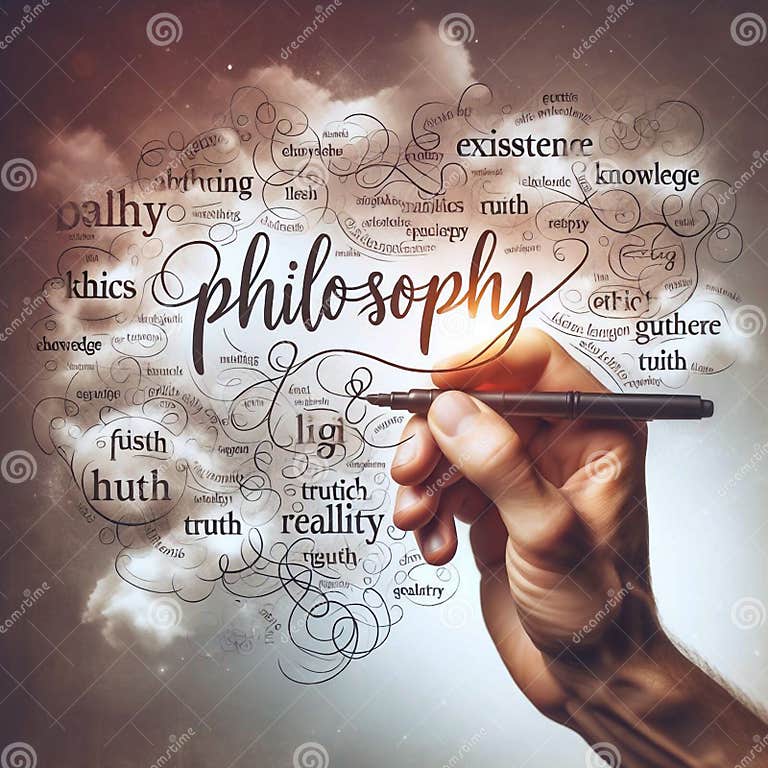 A Hand Writing the Word Philosophy, Surrounded by Related Concepts ...