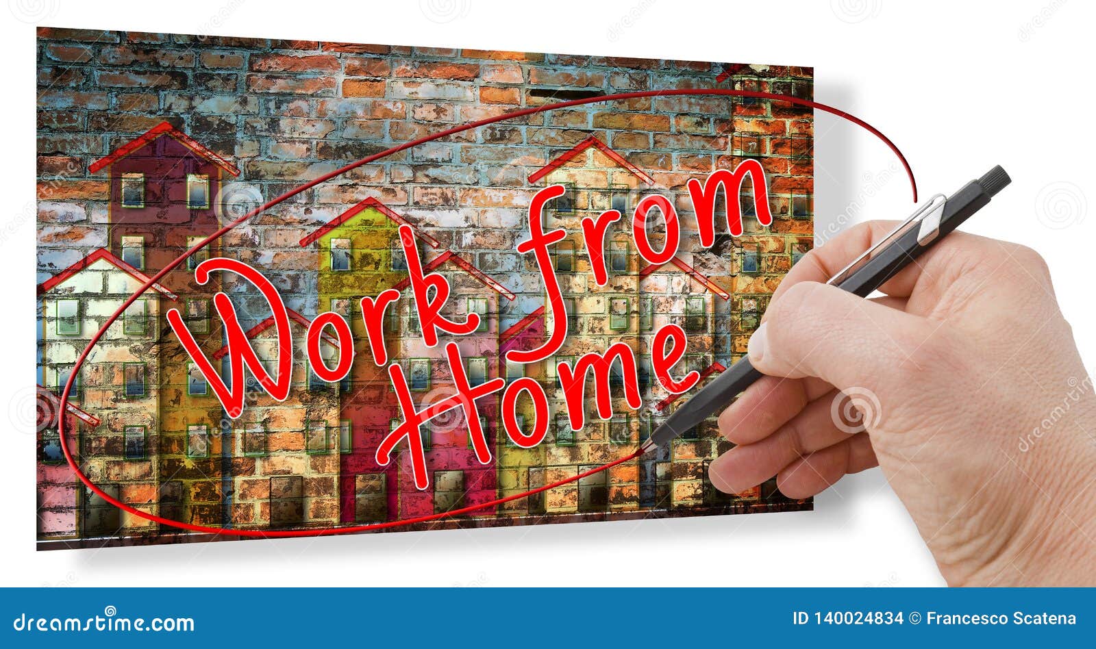 Hand Writing `Work from Home` - with New Technology You Can Work at ...