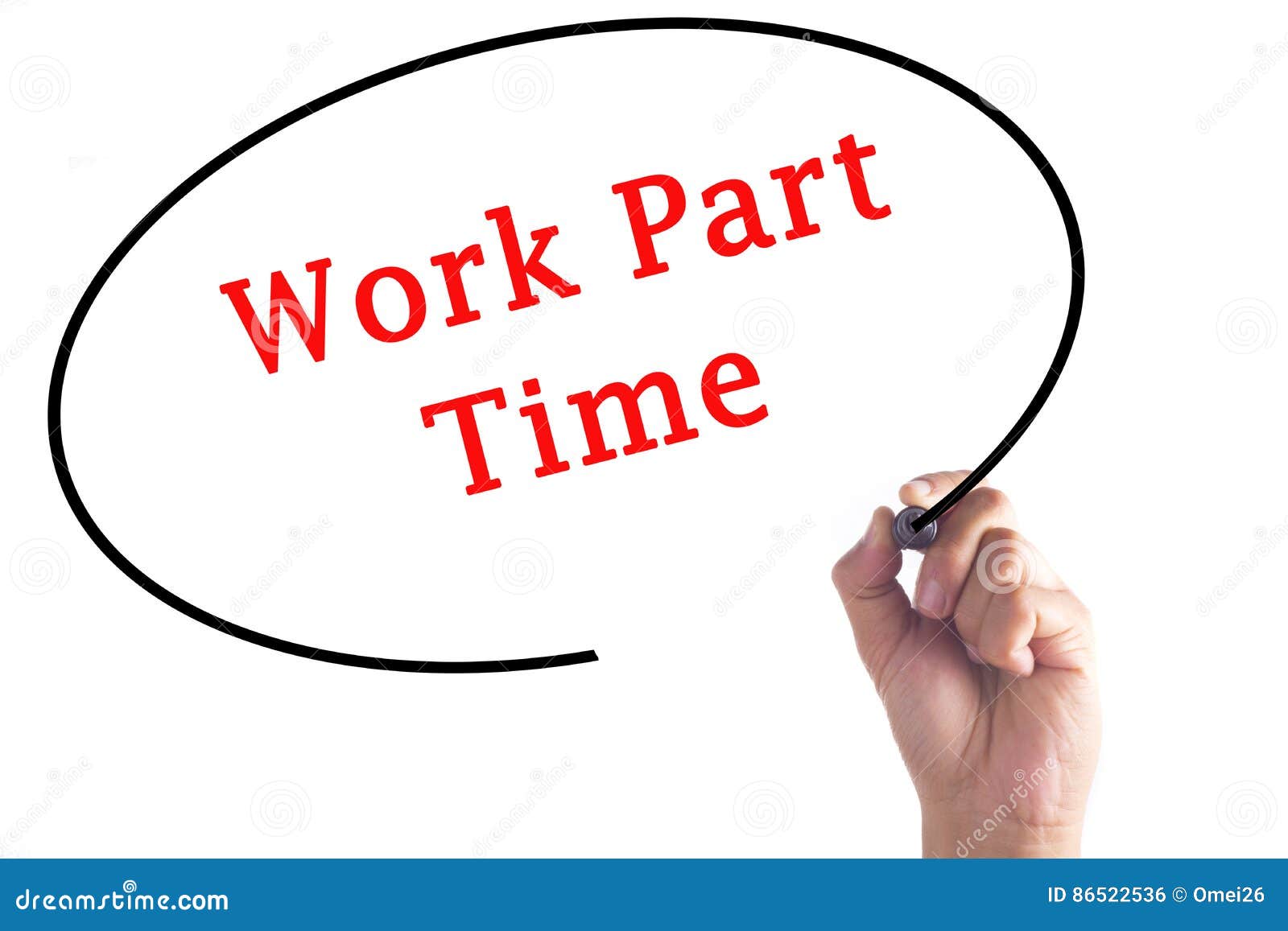 Hand Writing Work Part Time on Transparent Board Stock Photo - Image of ...