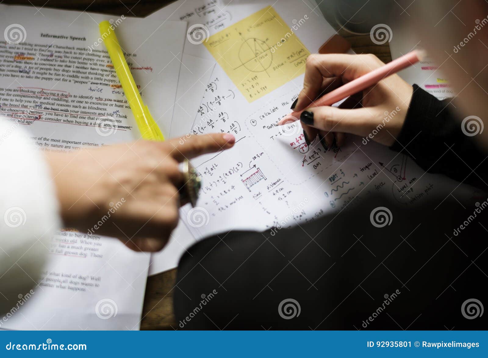 Hand Writing Working on Physics Assignment Study Education Stock Image ...