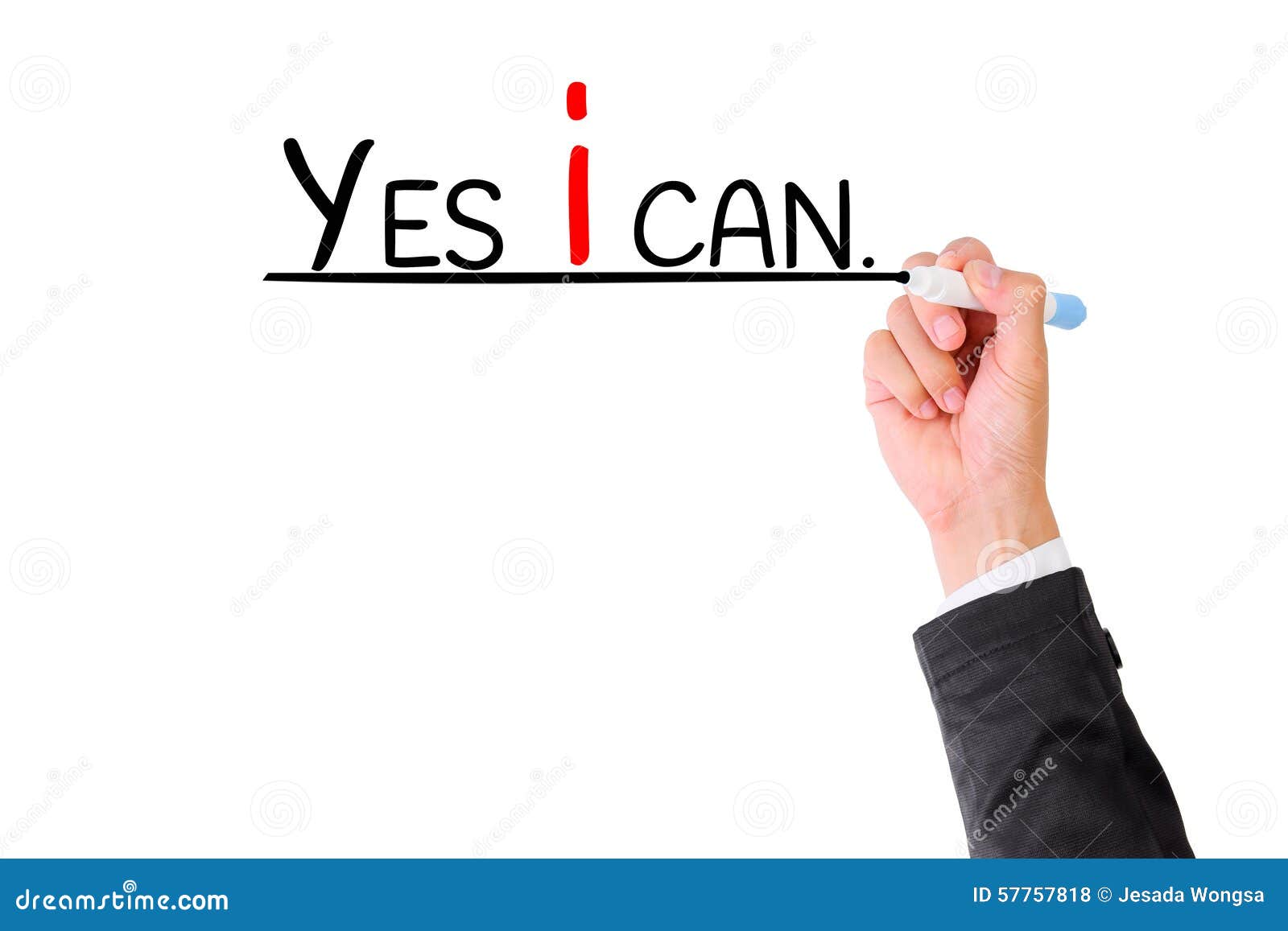 Hand Writing YES I CAN on Visual Screen. Stock Photo - Image of ...