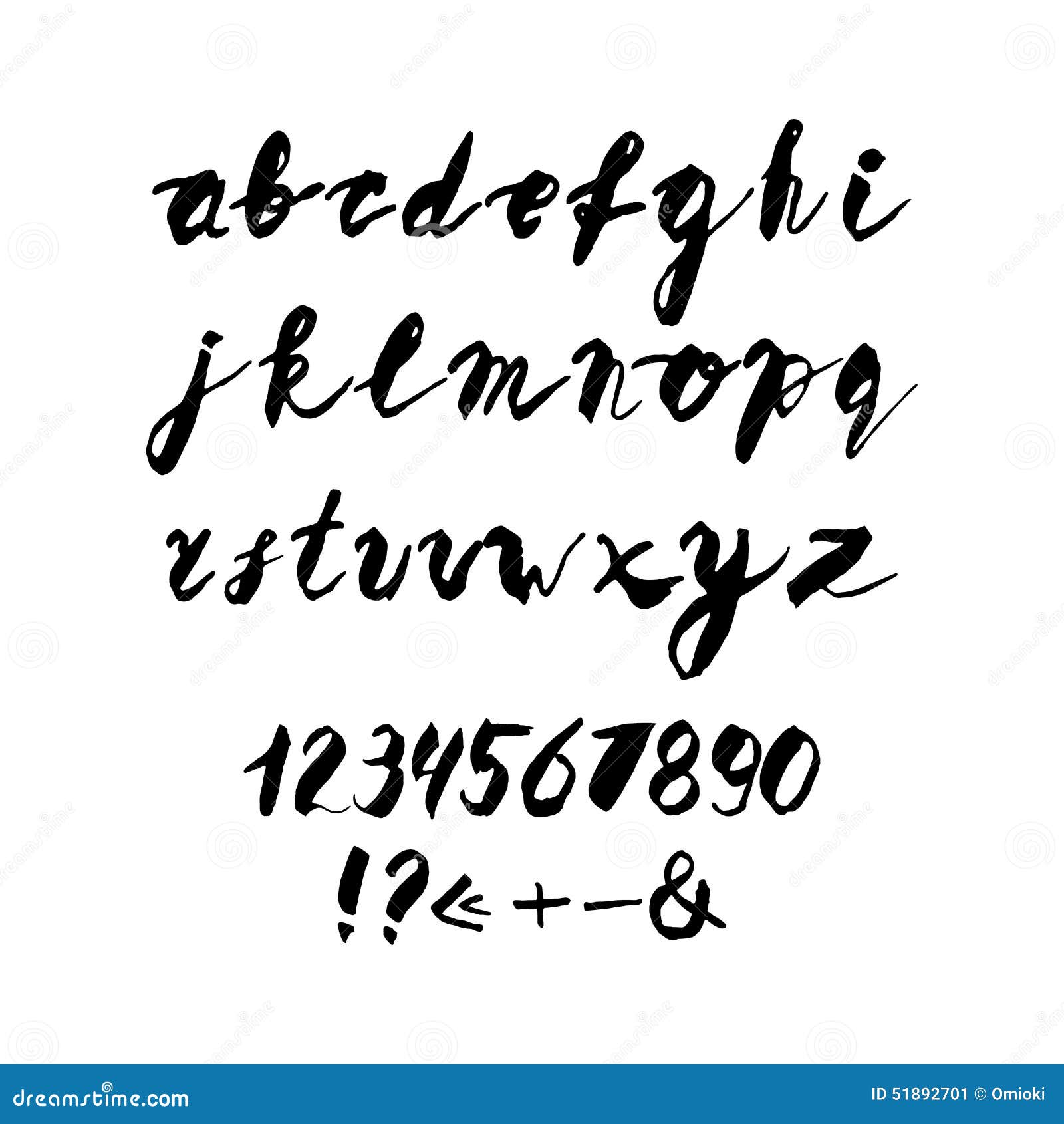 Hand Written Alphabet with Numbers and Symbols. Stock Vector ...