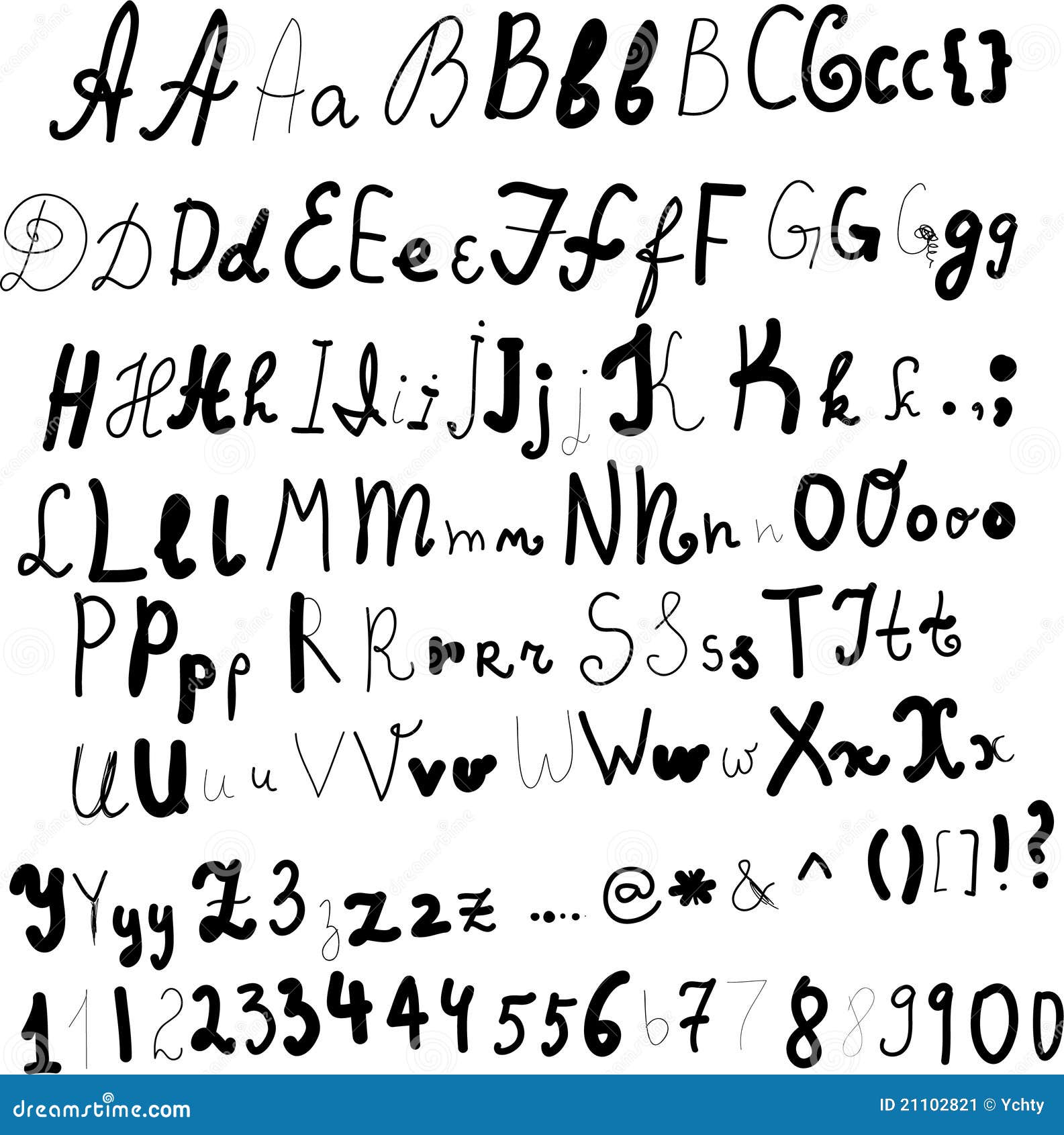 Hand Written Alphabet in Vector Stock Vector - Illustration of ...