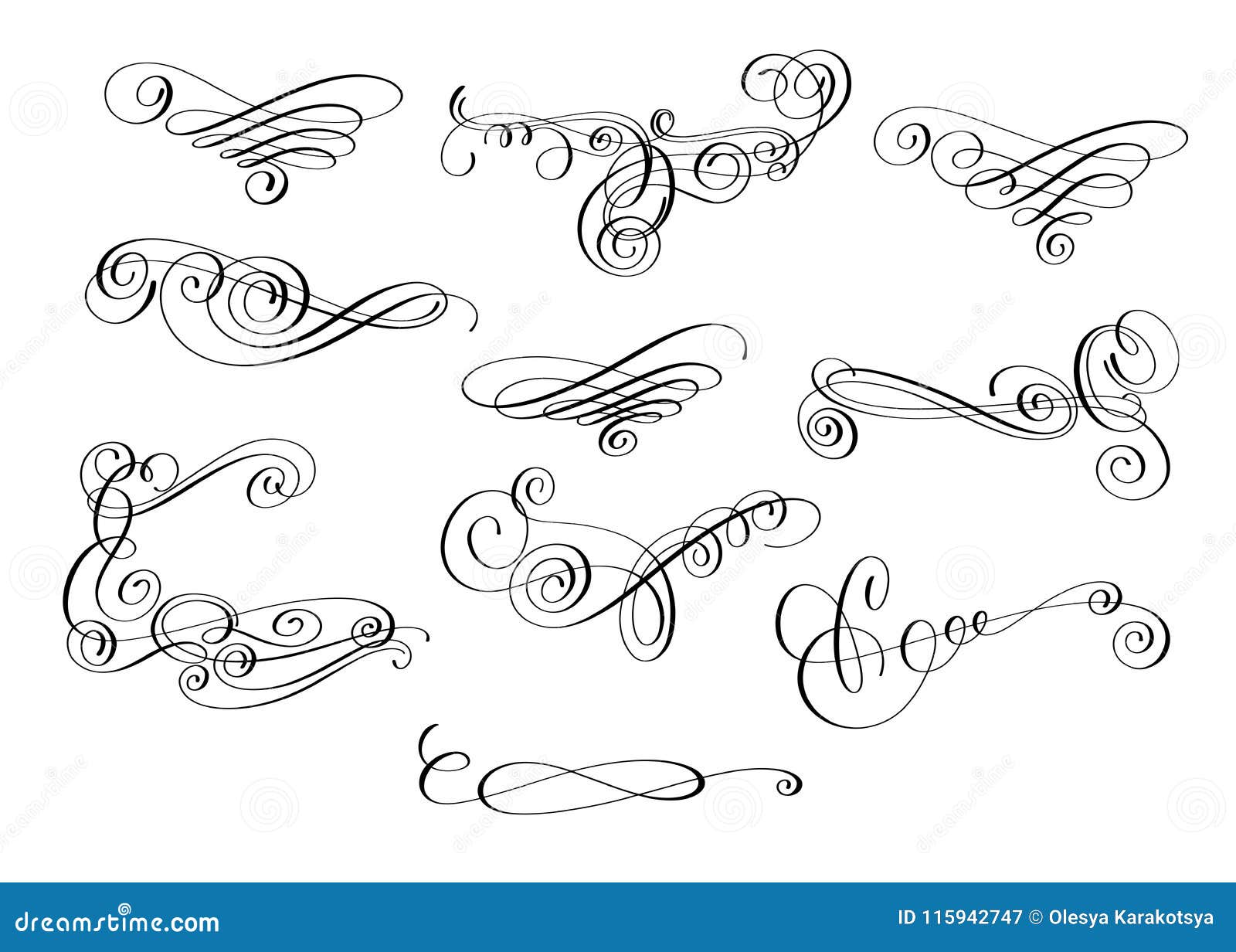 Hand Written Calligraphic Design Set of Swirl Ornate Decoration Stock ... Hand Written Calligraphic Design Set of Swirl Ornate Decoration Stock ...