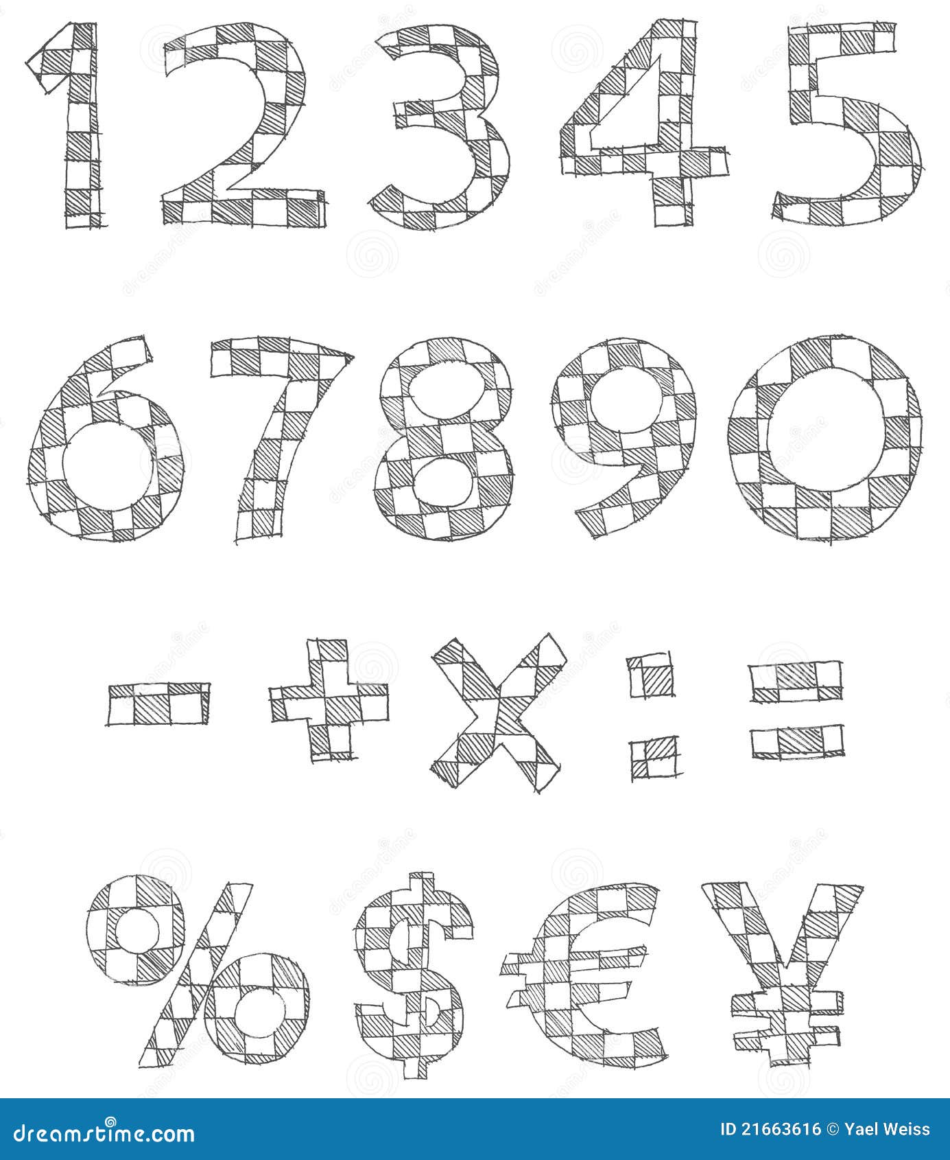 Hand Written Checkered Numbers Stock Vector - Illustration of board ...