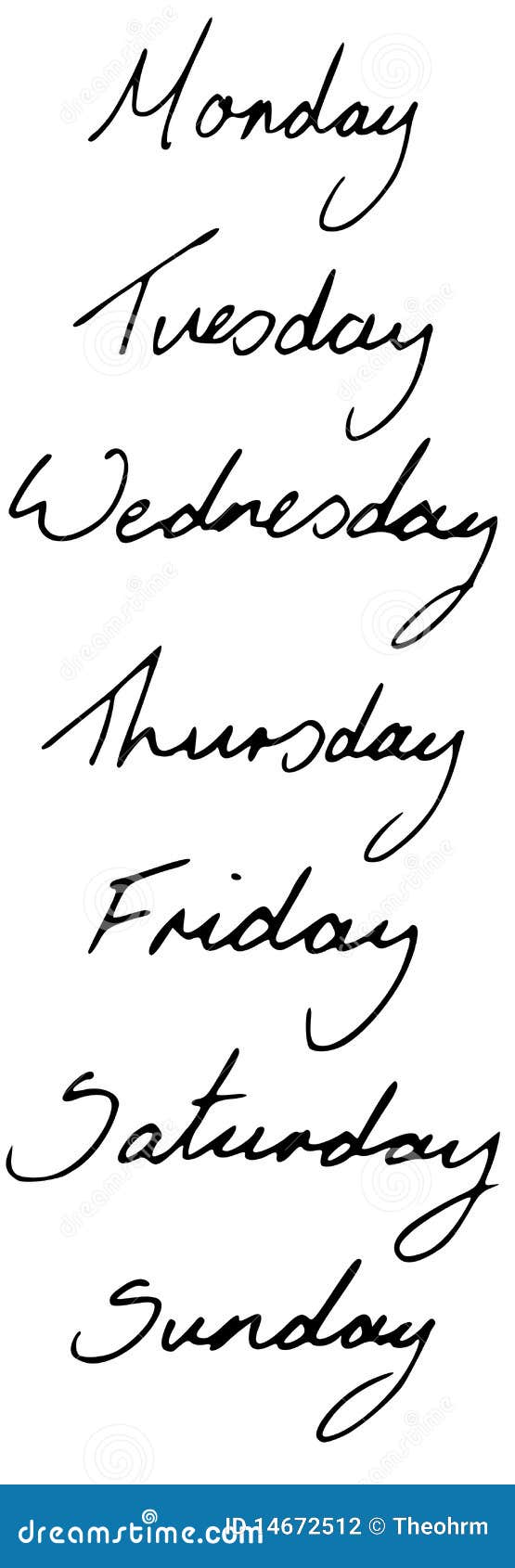 Hand Written Days of the Week Illustration Stock Vector - Illustration ...