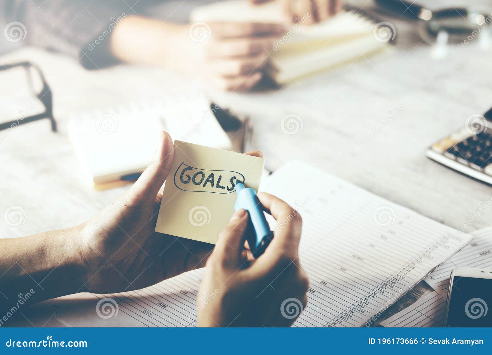 Hand written goals text stock photo. Image of concept - 196173666