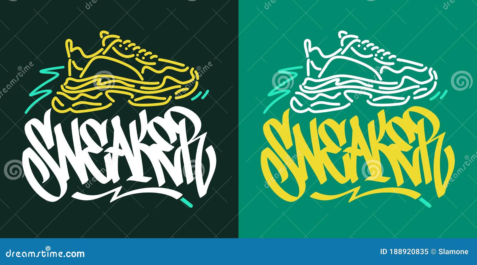 Abstract Hand Written Graffiti Style Word Sneaker Vector Illustration ...