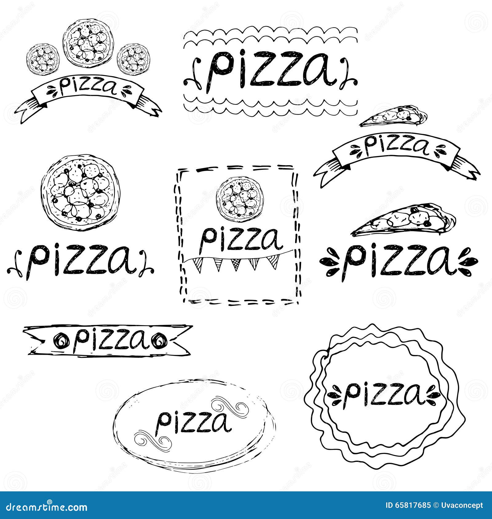 Hand Written Label for Pizza Theme. Vector Illustration Stock Vector ...