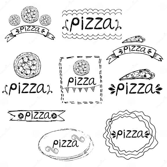 Hand Written Label for Pizza Theme. Vector Illustration Stock Vector ...
