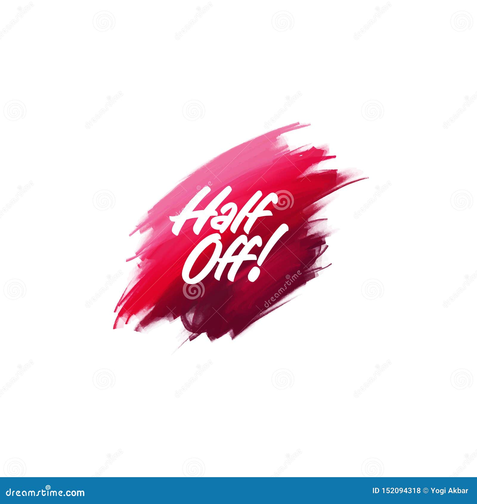 Hand-written Lettering Brush Phrase Half Off With Watercolor Background ...