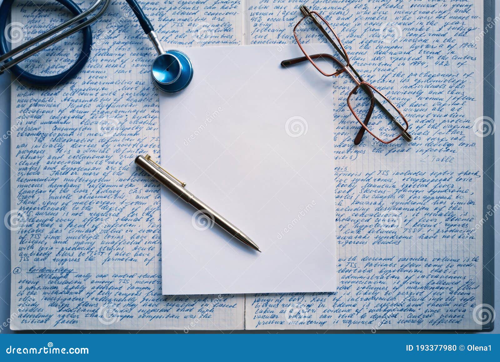 Hand-written medical text stock photo. Image of writing - 193377980