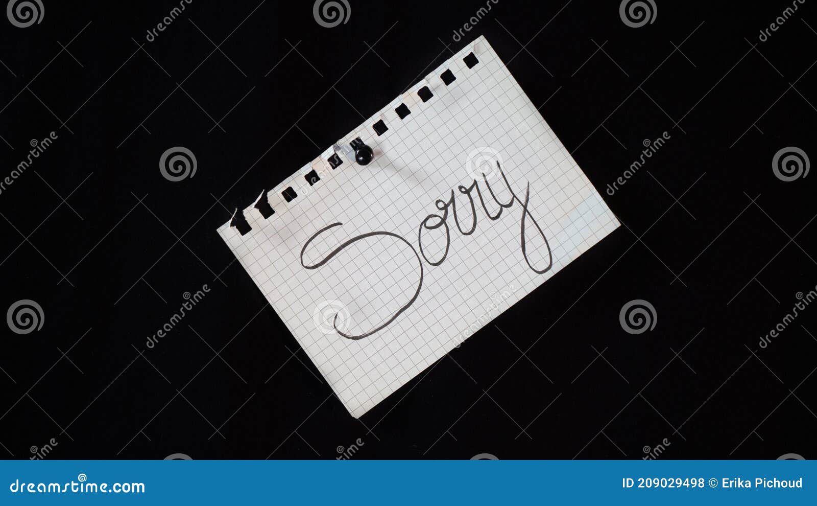 Hand Written Message on a Ripped Notebook Sheet "Sorry" Stock Photo ...