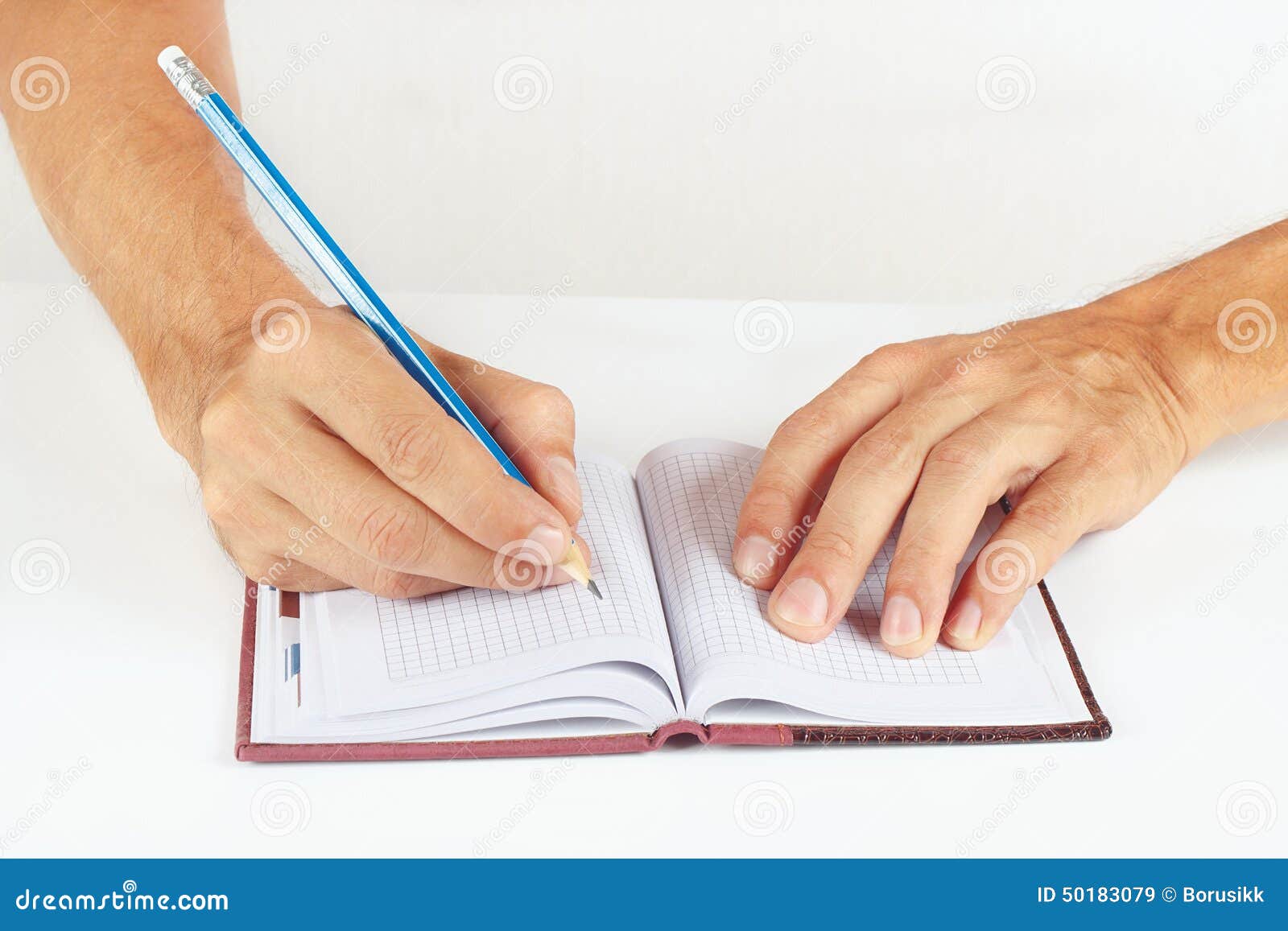 Hand Written Notes in Pencil in a Notebook on White Background Stock ...