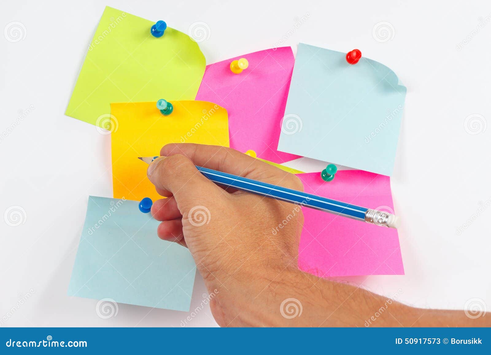 Hand Written Notes a Pencil on a Sticker on White Message Board Stock ...