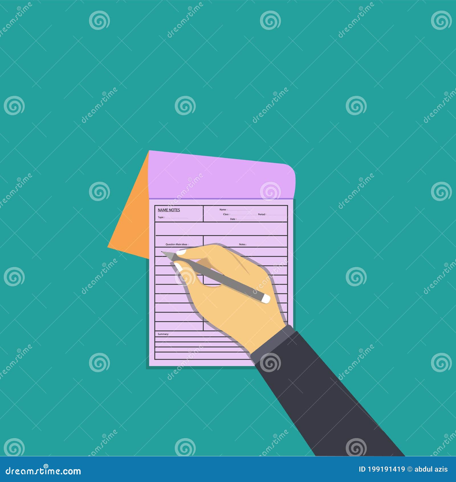 Hand Written Notes for a Purchase List, Flat Design Vector Illustration ...
