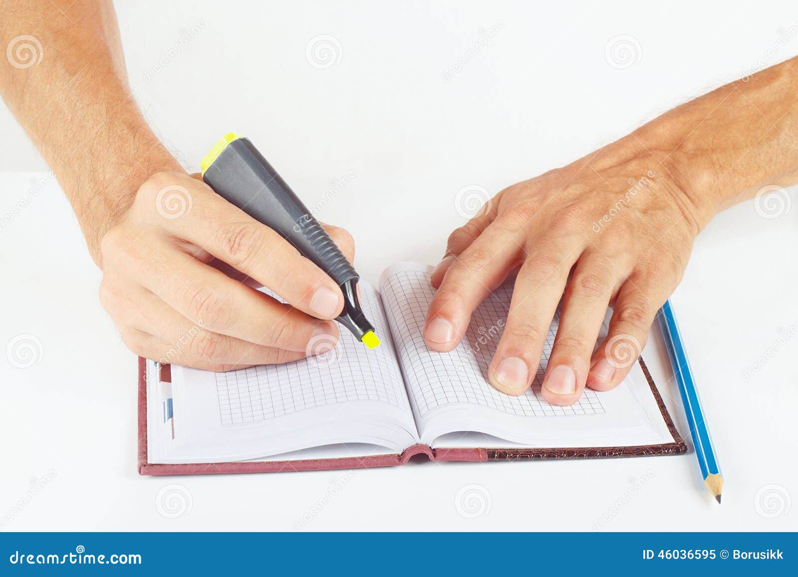 Hand Written Notes in Yellow Marker a Notepad Stock Image - Image of ...