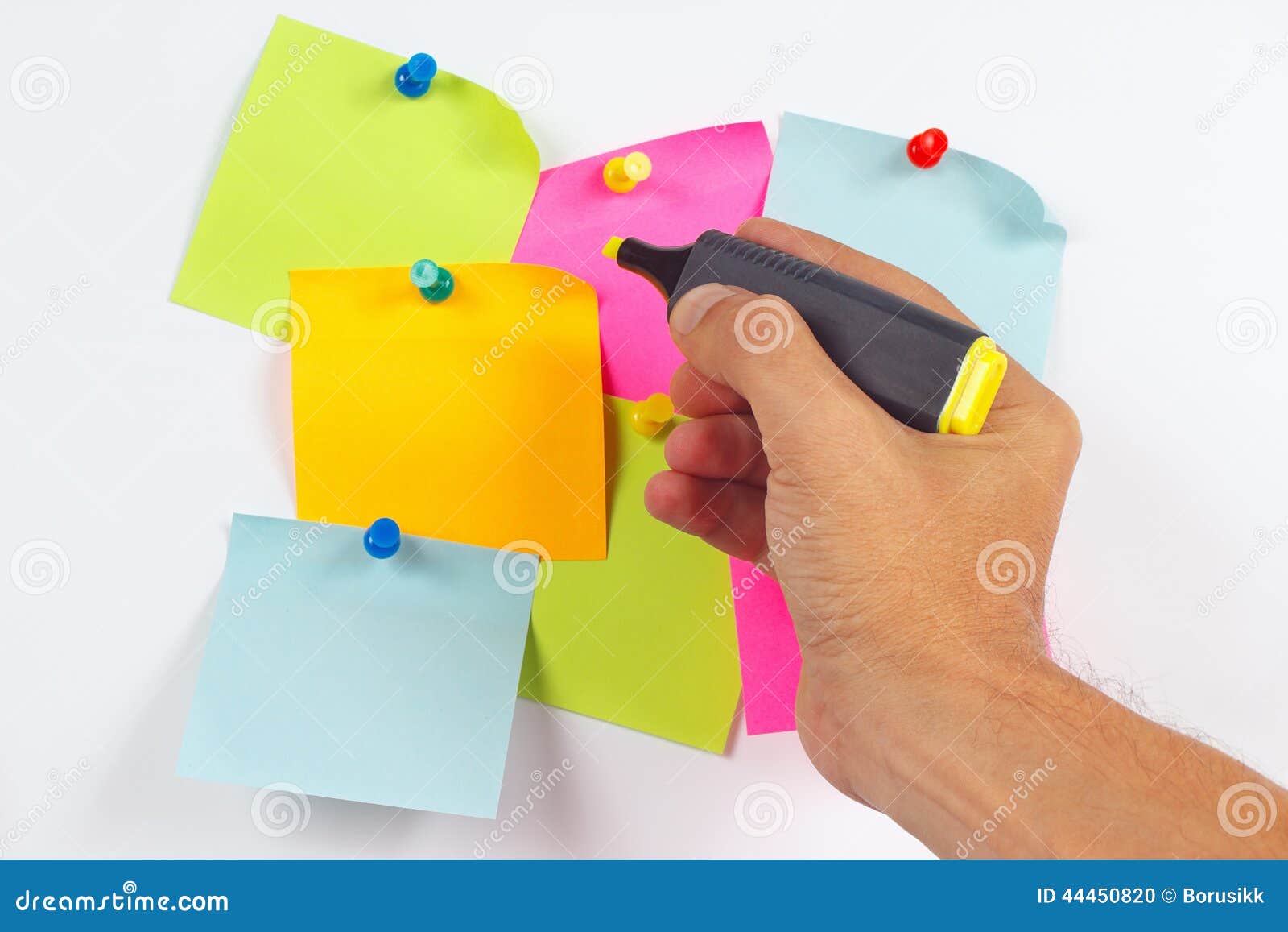 Hand Written Notes a Yellow Marker on a Red Sticker on White Board from ...