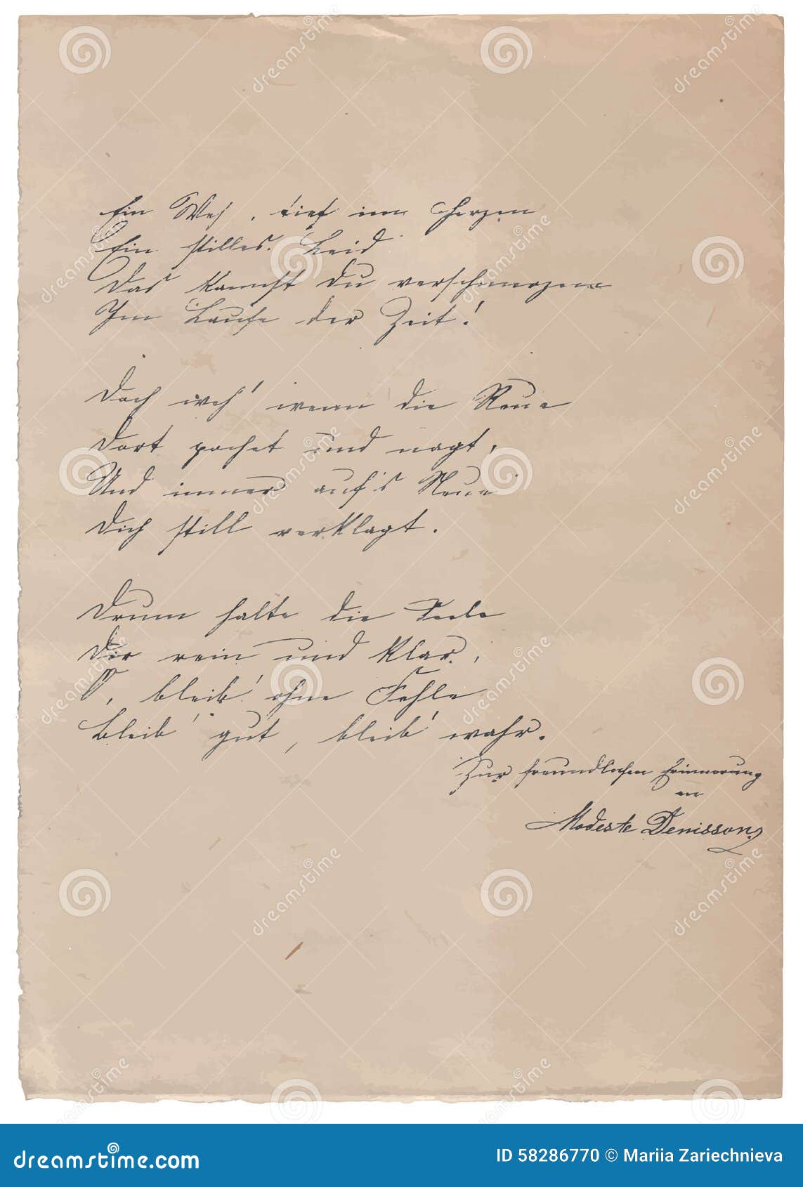 Hand-written Poem On Old Paper Background Vector Illustration ...